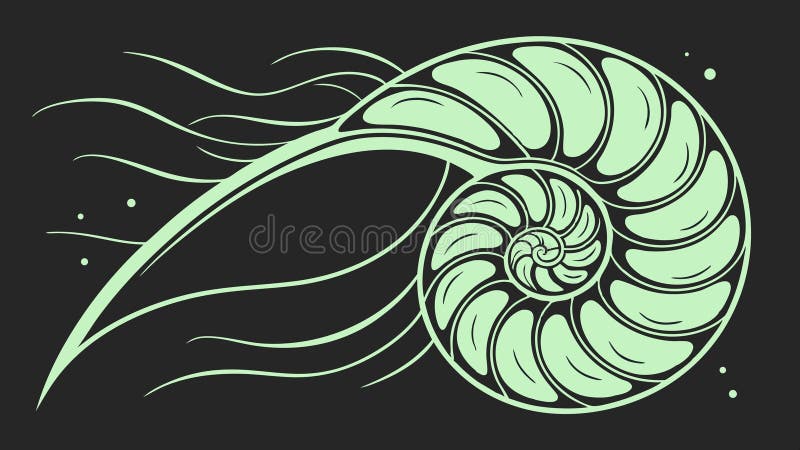 Elegant Nautilus Shell with Swirling Lines, Classic Natural Geometry ...