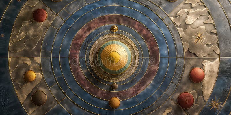 Artistic Depiction of the Geocentric Model with Concentric Celestial ...