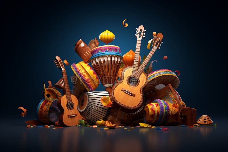 Artistic Depiction of Hispanic Music Instruments Stock Illustration ...
