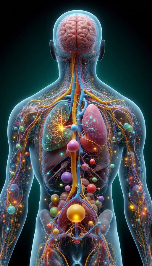 Human Body with Internal Systems and Neural Network Stock Illustration ...