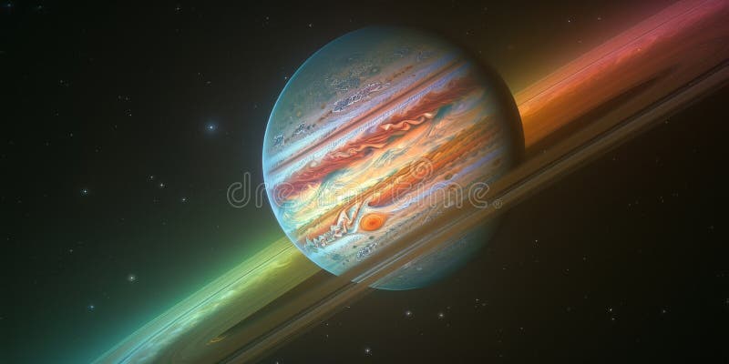 Artistic Depiction of Jupiter with Rings, Symbolizing an Astronomical ...