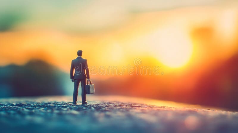 An Artistic Depiction of a Man Staring into the Distance at Sunset ...