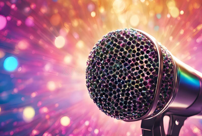 Artistic Depiction of a Microphone Glowing with Colorful Neon Abstract ...