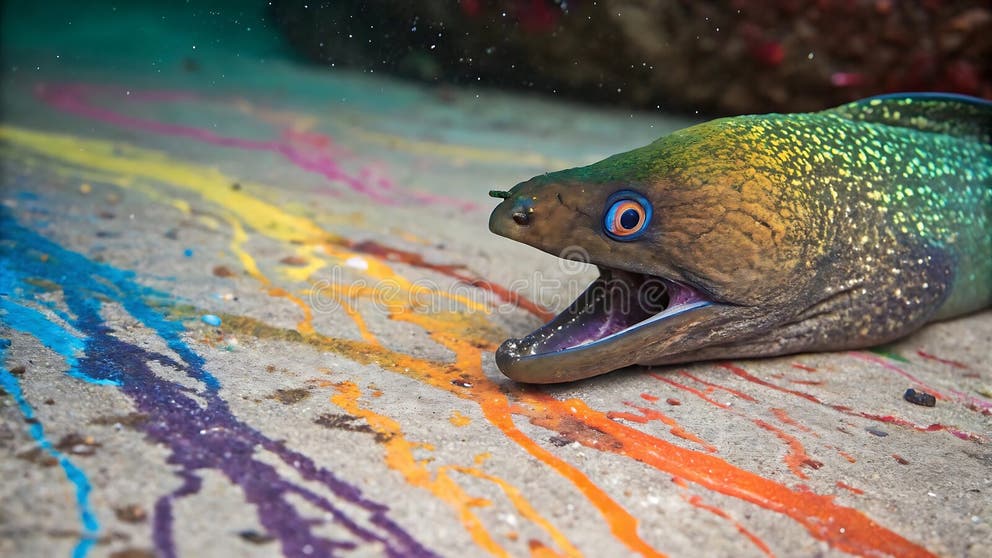 Abstract Moray Eel with Colorful Patterns, Striking Marine Creature Art ...