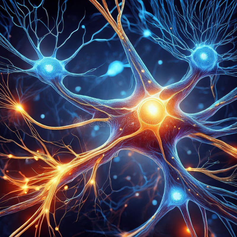 An Artistic Depiction of a Neuron Cell with Dynamic Neural Activity ...
