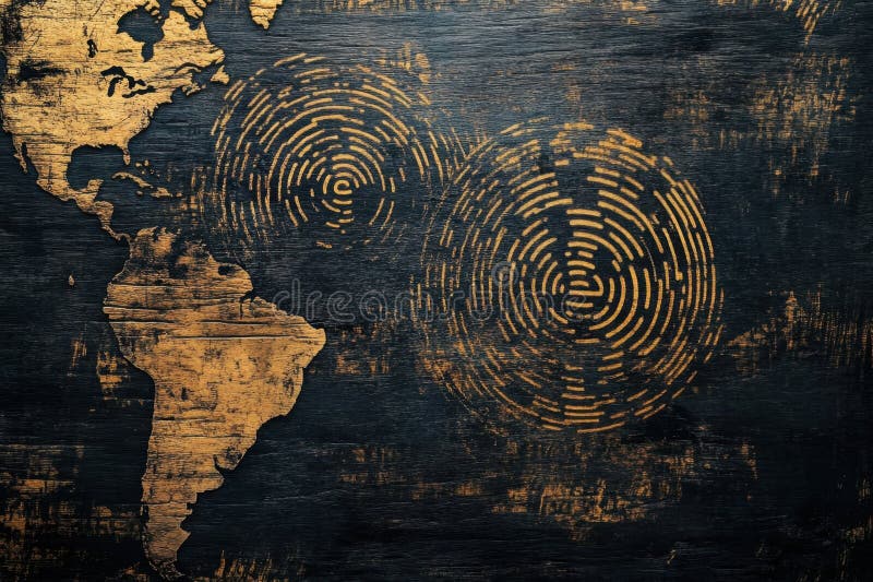 Artistic Depiction of North and South America with Concentric Patterns ...