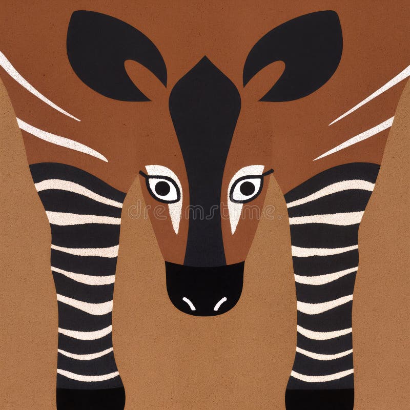Artistic Depiction of an Okapi with Distinctive Markings Against a ...