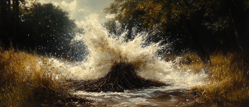 Dramatic River Splash stock illustration. Illustration of scenery ...