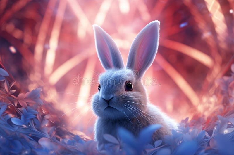 Artistic Depiction of a Rabbit Against a Stock Illustration ...