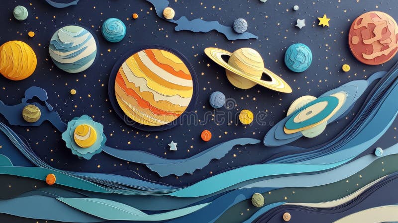 Artistic Depiction of Solar System with Planetary Orbits Stock Image ...