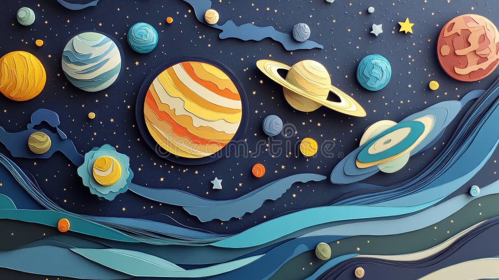 Artistic Depiction of Solar System with Planetary Orbits Stock Image ...