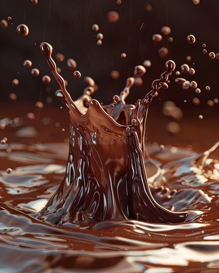 Artistic Depiction of Splashing Chocolate Liquid with Dynamic Movement ...