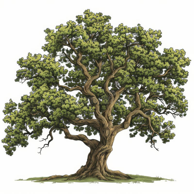 Artistic Depiction of a Strong, Healthy Tree with a Thick Trunk ...