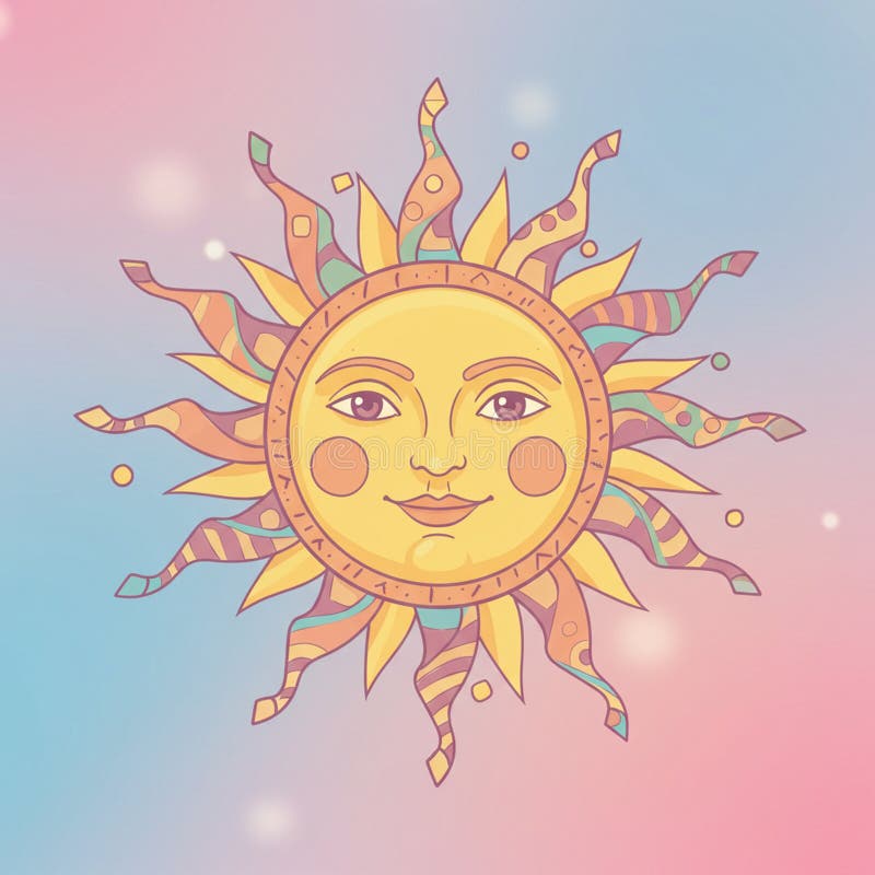 An Artistic Depiction of a Sun with a Human-like Face, Featuring ...
