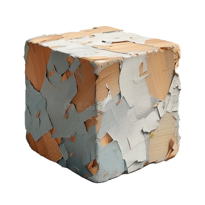Artistic Depiction of a Textured Cube Showcasing Peeling Colors in Warm ...