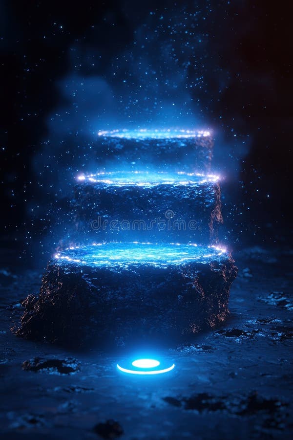 Futuristic Glowing Blue Platforms with a Cosmic and Sci-fi Atmosphere ...