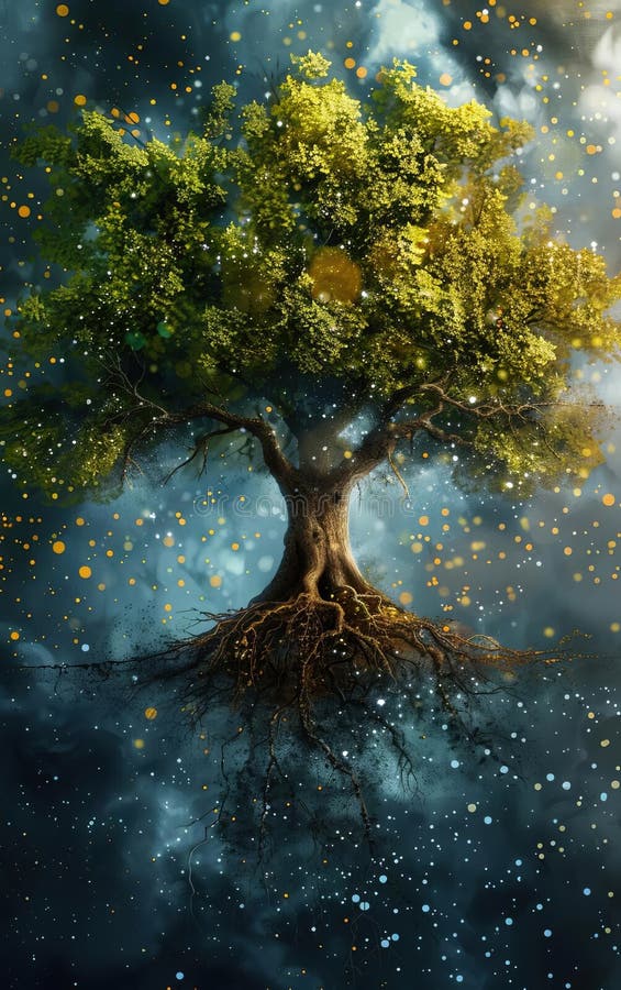 Artistic Depiction of a Tree Growing from a Tiny Seed To a Mighty Oak ...