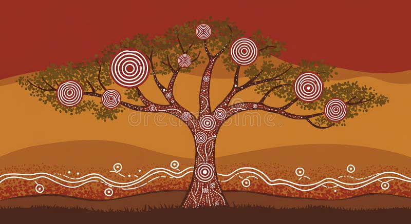 An Artistic Depiction of a Tree in a Style Reminiscent of Aboriginal ...
