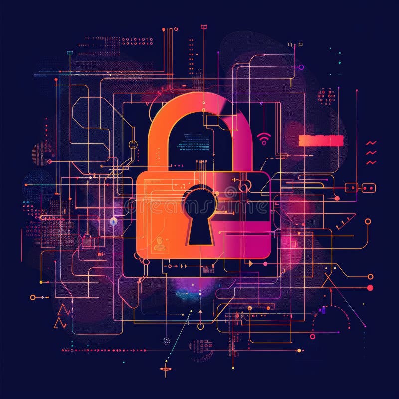 Artistic Design Depicting Cybersecurity in Abstract Colors. Stock ...