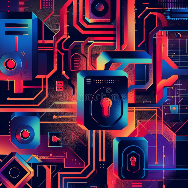 Artistic Design Depicting Cybersecurity in Abstract Colors. Stock ...