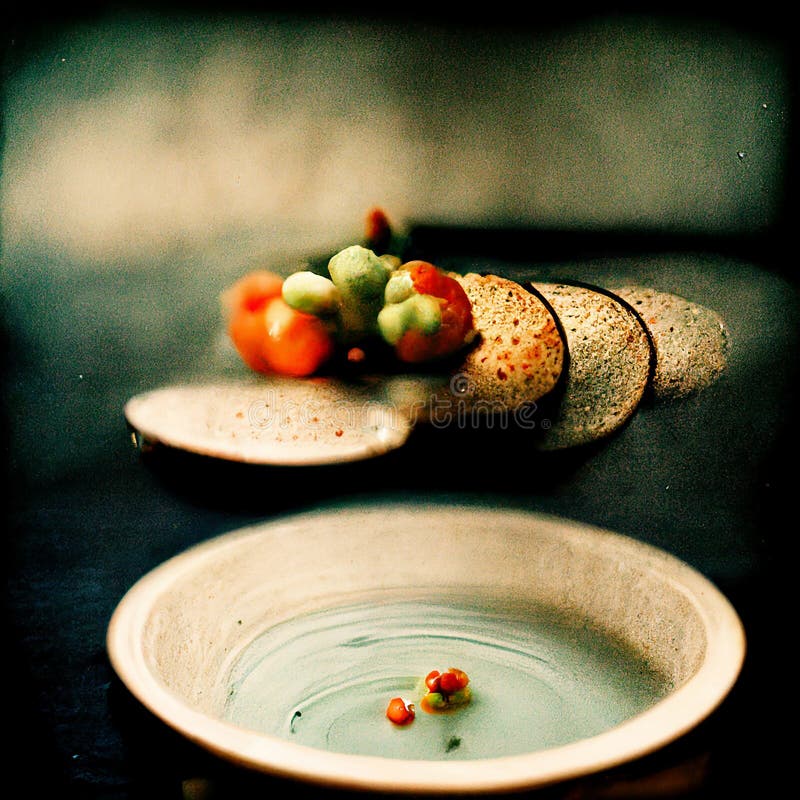 Artistic Design of Plates and Food in a Dramatic Color Stock ...