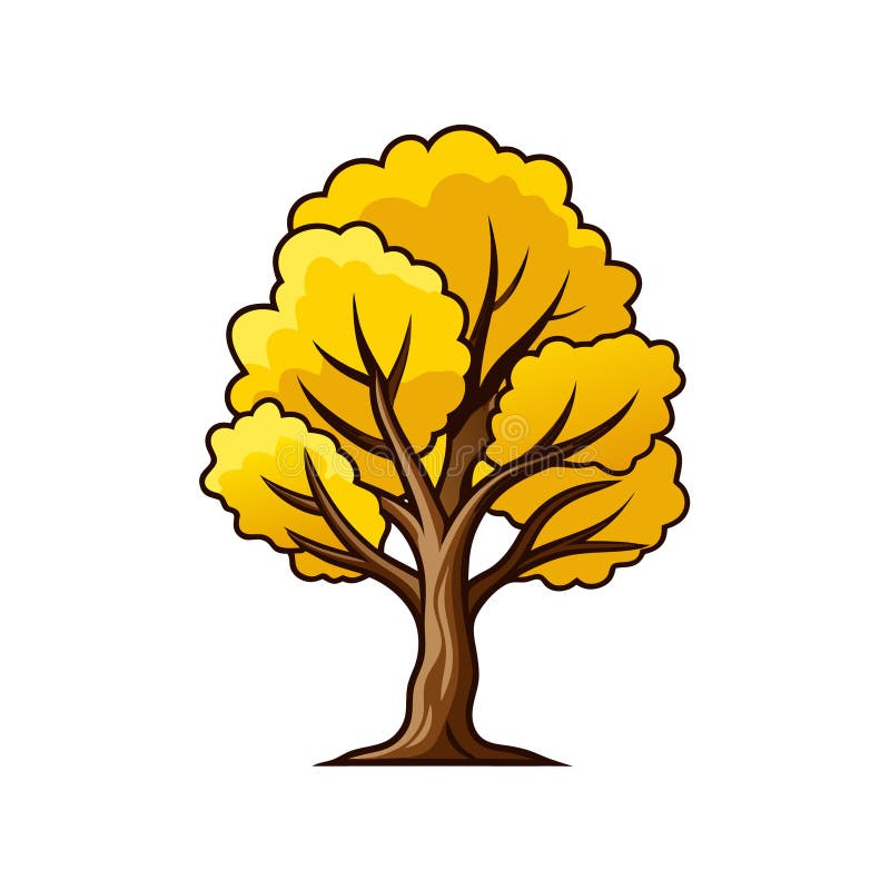 Artistic Yellow Poplar Tree Design Stock Illustration - Illustration of ...