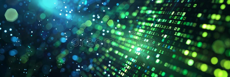 Artistic Digital Data Flow with Green and Blue Colors, Symbolizing ...