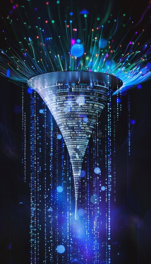 Artistic Digital Funnel Depicting Big Data Technology from Collection ...