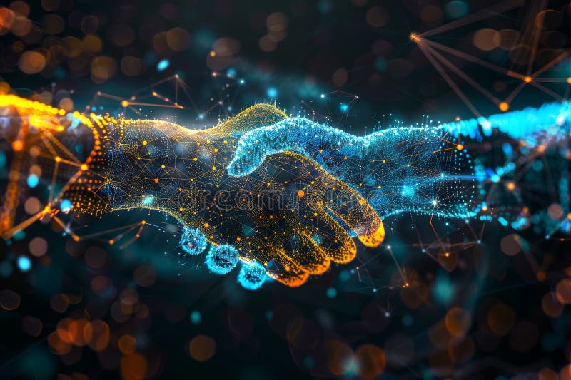 Artistic Digital Handshake Illustrating Trust and Security in Digital ...