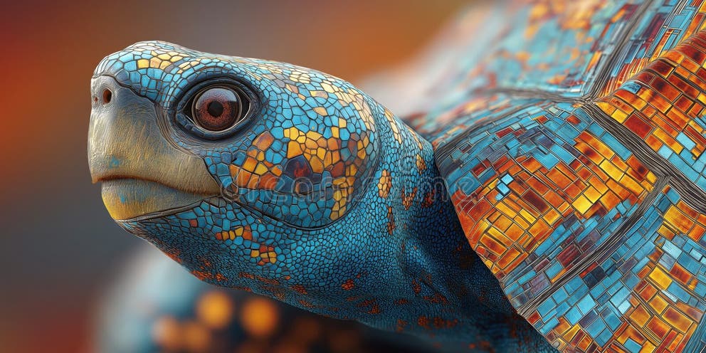 Artistic Digital Illustration of a Turtle S Head and Shell Using ...
