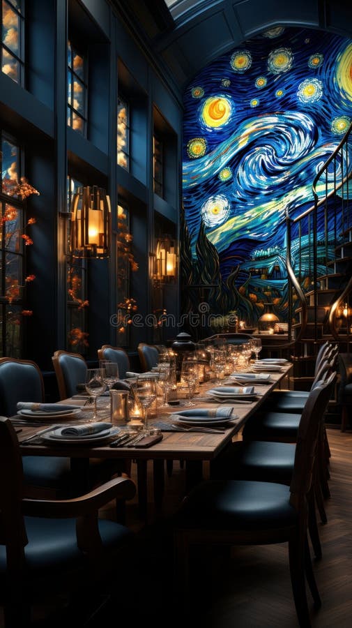 Artistic Dining: Van Gogh-inspired Starry Night Room. Created with ...