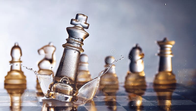 Artistic Display of Chess Pieces Immersed in Water, Symbolizing ...