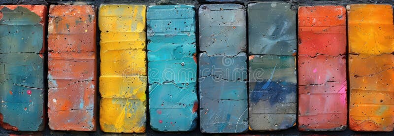 Artistic Display of Colorful Bricks: a Rectangular Pattern Showcasing ...