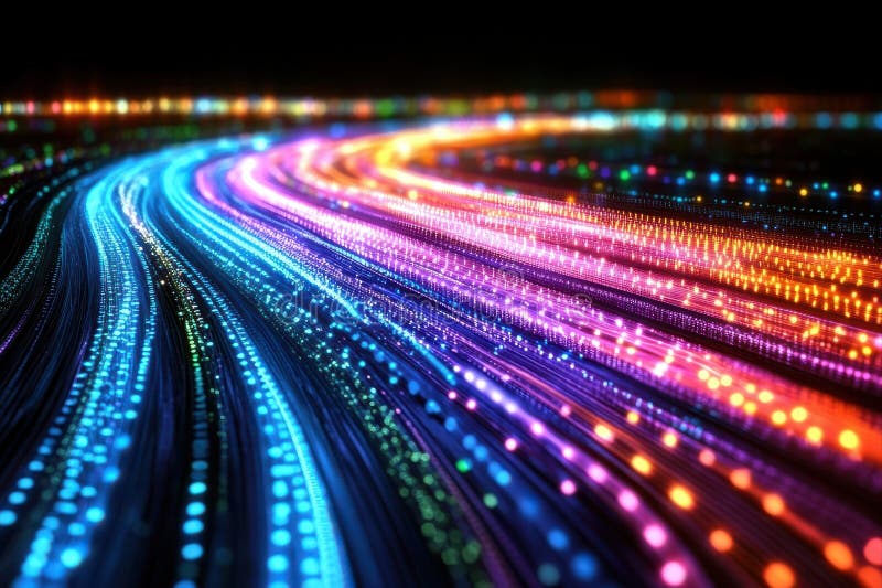 Dynamic Light Trails in Dark Space Colorful Led Streams Abstract Art ...