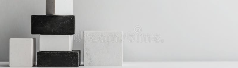 An Artistic Display Features Stacked Black and White Blocks ...