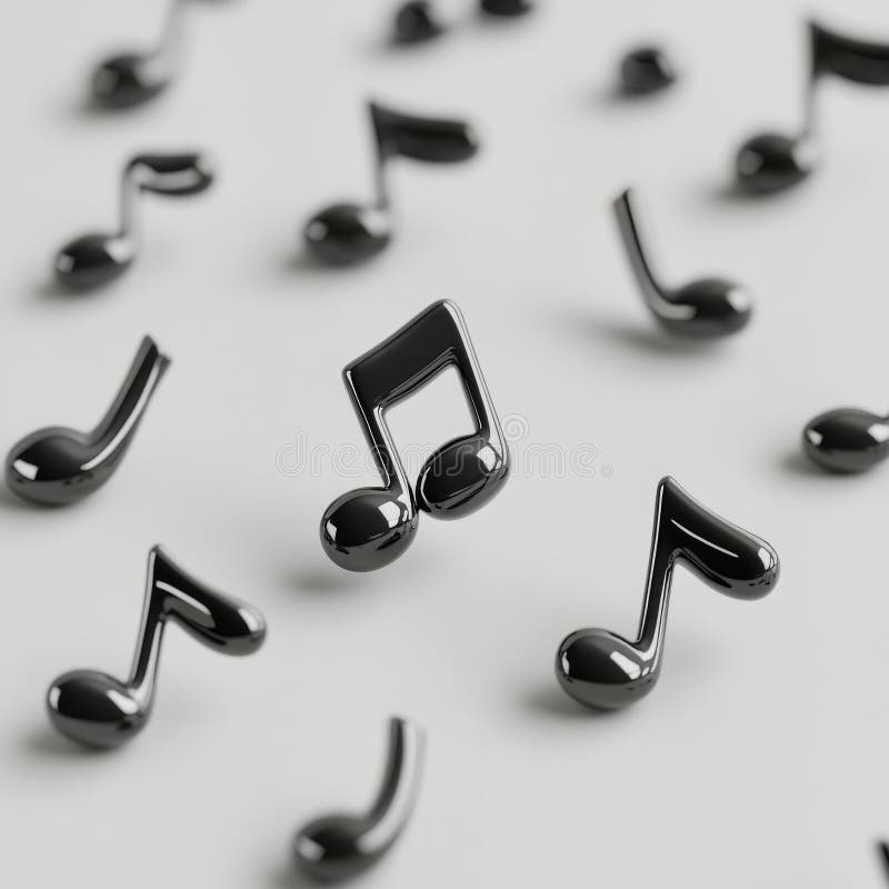 Decorative Arrangement of Black Musical Notes on a Cool Gray Background ...