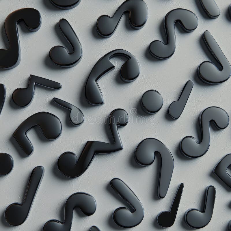Decorative Arrangement of Black Musical Notes on a Cool Gray Background ...