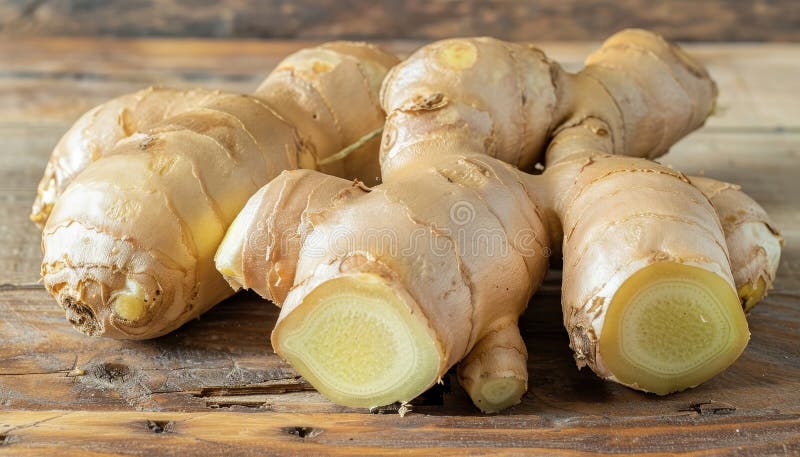 Artistic Display of Fresh Ginger on Wooden Table Creates an Inviting ...
