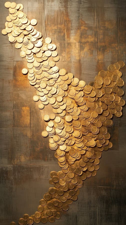 Artistic Display of Gold Coins on Textured Background Stock Photo ...