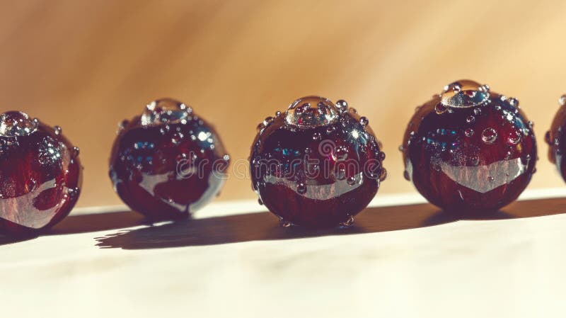 Artistic Display of Shiny Marbles on a Wooden Surface with Captivating ...