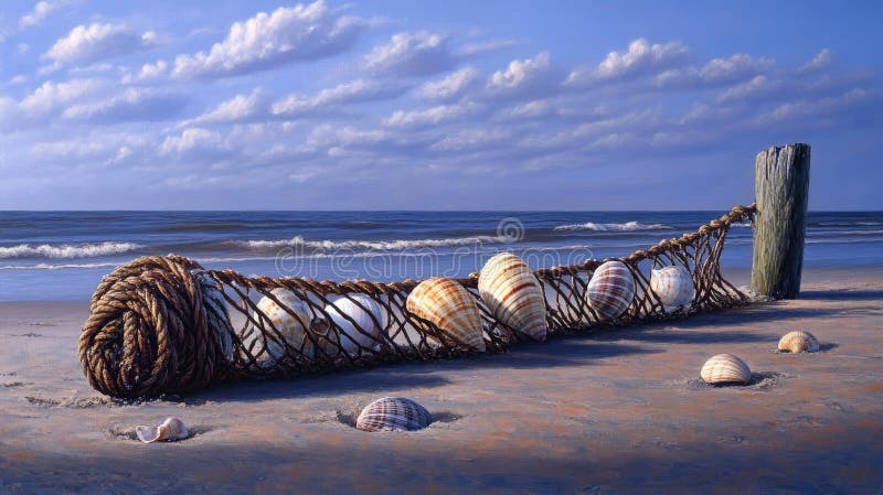 This Artistic Display Showcases an Array of Seashells and Driftwood ...