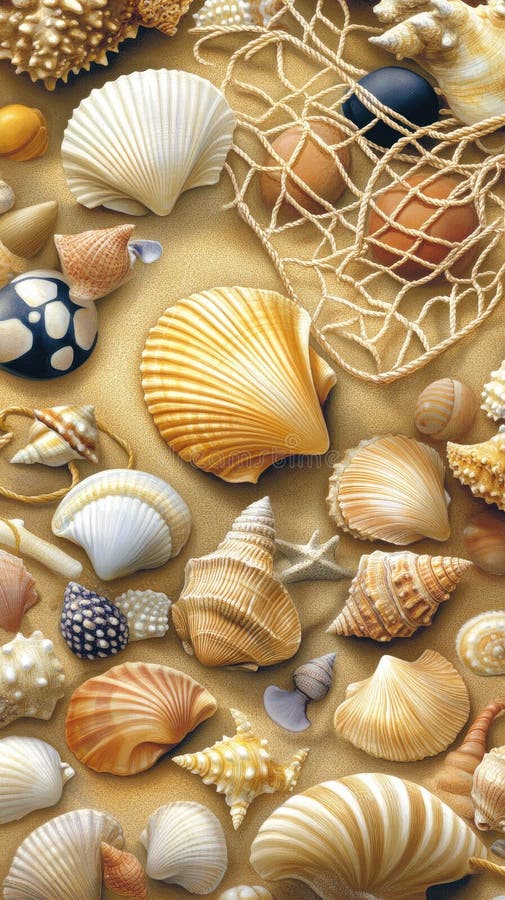 This Artistic Display Showcases an Array of Seashells and Driftwood ...