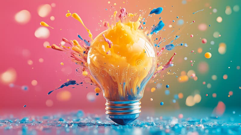 An Artistic Display Showcases a Light Bulb Shape Created from Splashes ...