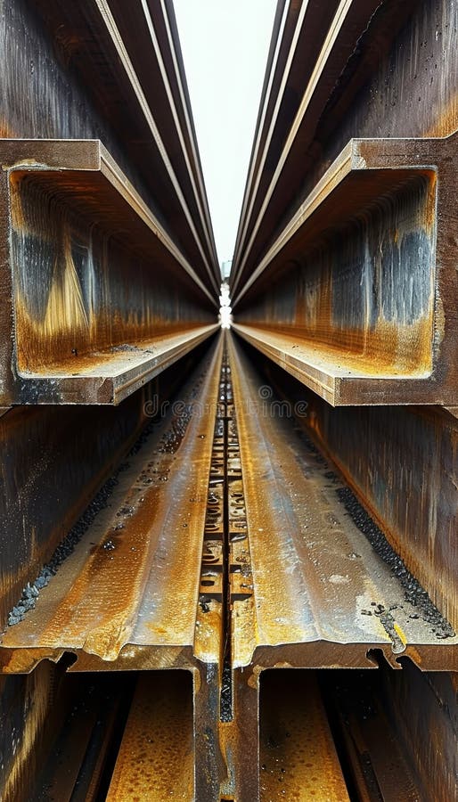 Artistic Display of Stacked Steel I Beams Emphasizing Strength and ...