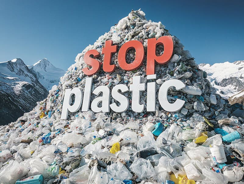 Artistic Display of Stop Plastic Text Created with Recyclable Materials ...