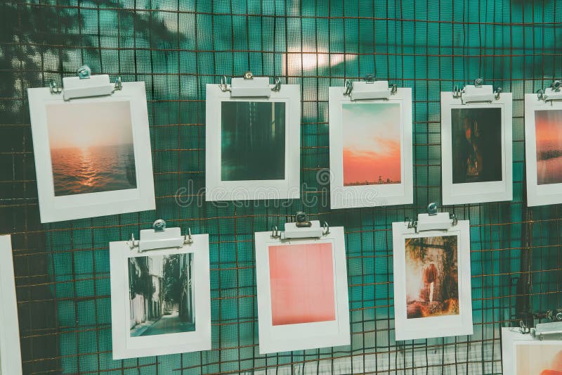 Artistic Display of White Frames on Wire Mesh for Creative Decor ...