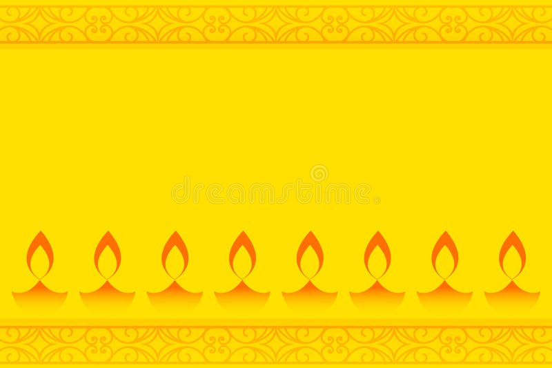 Artistic Diwali Diya Wishes Yellow Background with Text Space Stock ...