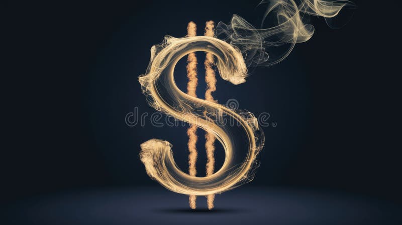 Artistic Dollar Sign Created with Smoke Effects on a Dark Background ...