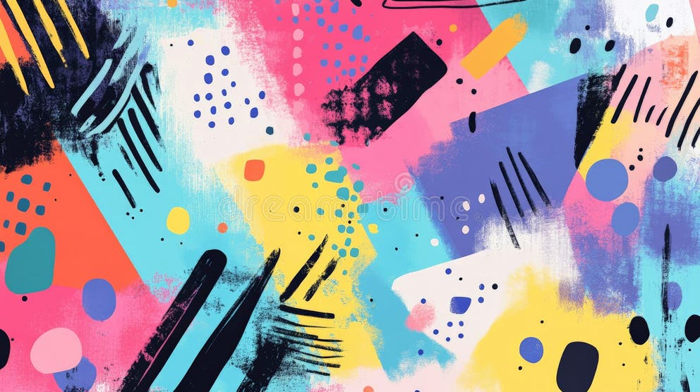 Artistic Doodle Art Header with a Mix of Bold Shapes and Textured ...