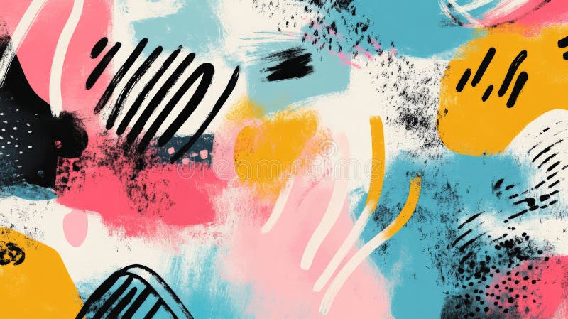 Artistic Doodle Art Header with a Mix of Bold Shapes and Textured ...
